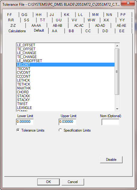 Setting Default Tolerances