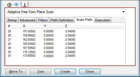 Scan Path Tab - Adaptive Free Form Plane Scan Strategy