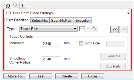 Path Definition Tab - TTP Free Form Plane Strategy