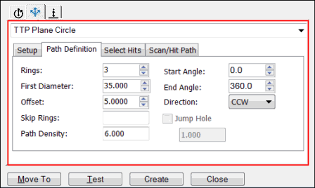 Path Definition Tab - TTP Plane Circle Strategy