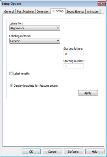 Setup Options: ID Setup tab