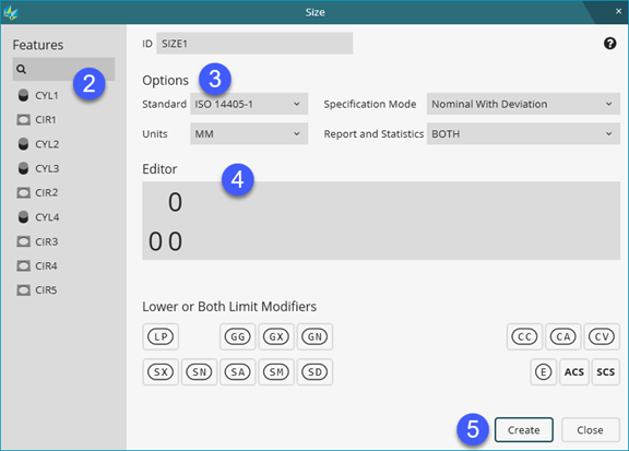 To Dimension a Feature Using the SIZE Option