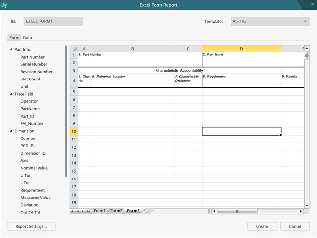Creating an Excel Form Report Command