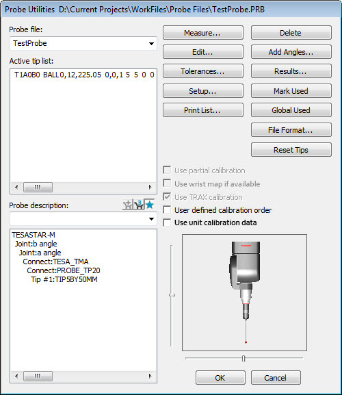 Understanding the Probe Utilities dialog box
