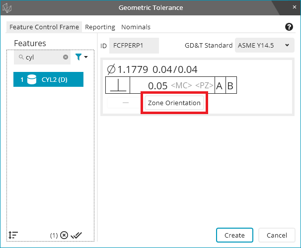 Feature Control Frame Tab