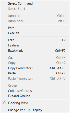 Command Mode Shortcut Menu
