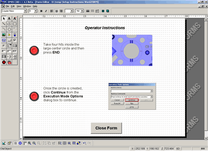 Providing Operator Instructions Using OLE Objects with Forms