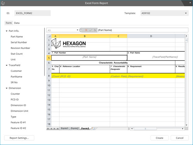 Creating an Excel Form Report Command