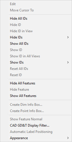 Shortcut Menus in the Graphic Display Window