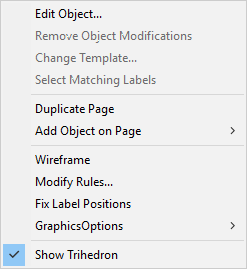Shortcut Menus in the Report Window