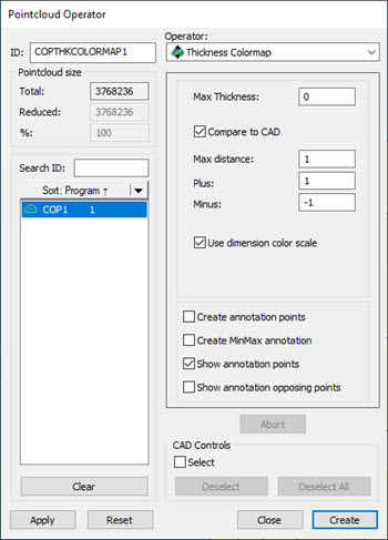 Measured Pointcloud Thickness Colormap