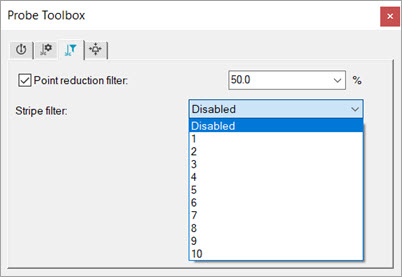 Laser Probe Toolbox: Laser Filtering Properties tab
