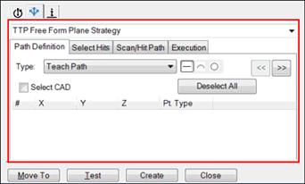 Path Definition Tab - TTP Free Form Plane Strategy