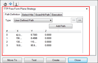 Path Definition Tab - TTP Free Form Plane Strategy