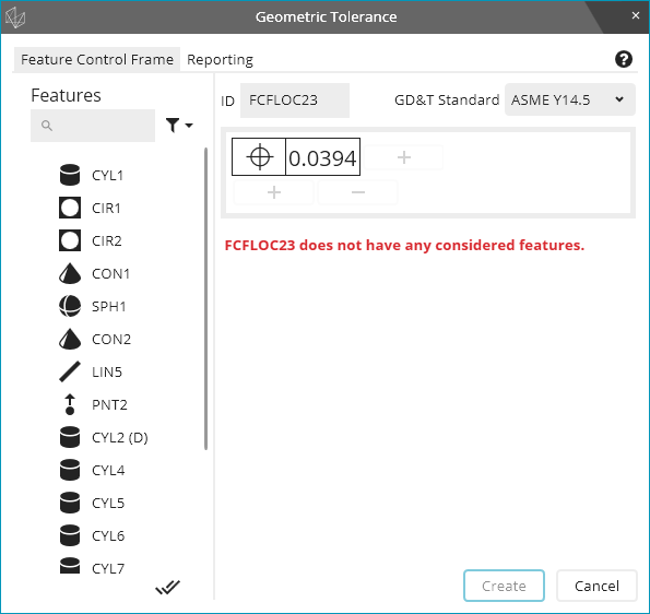 Geometric Tolerance Dialog Box