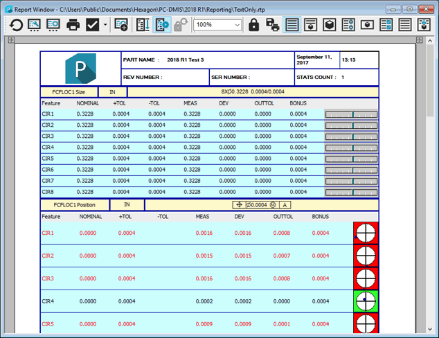 About the Report Window