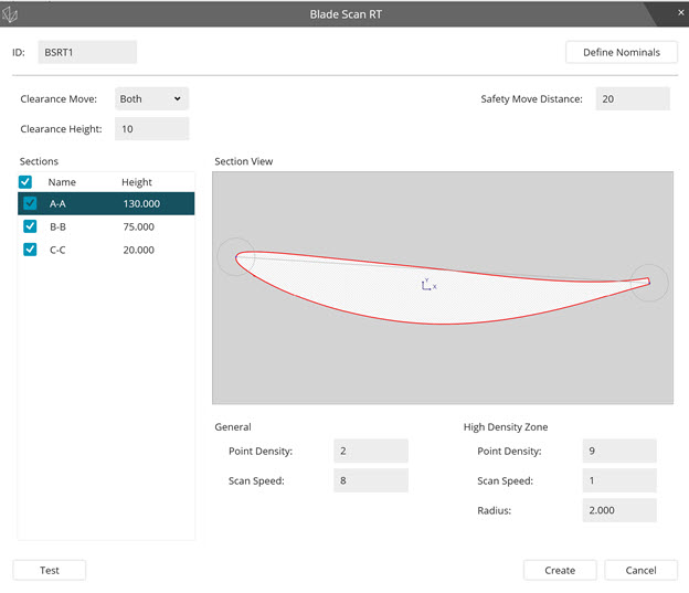 Blade Scan RT Dialog Box Items