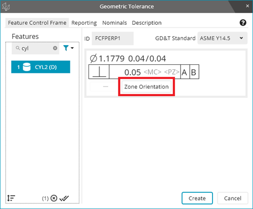 Feature Control Frame Tab